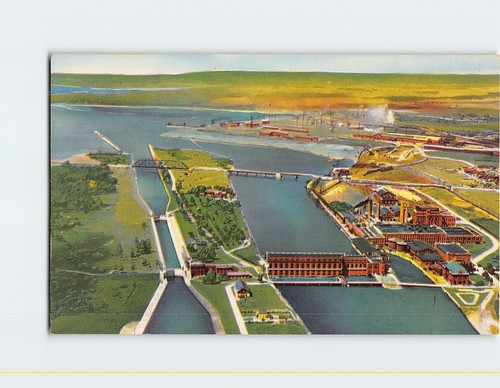 Postcard Aerial View of Canadian Locks Ontario Canada | eBay