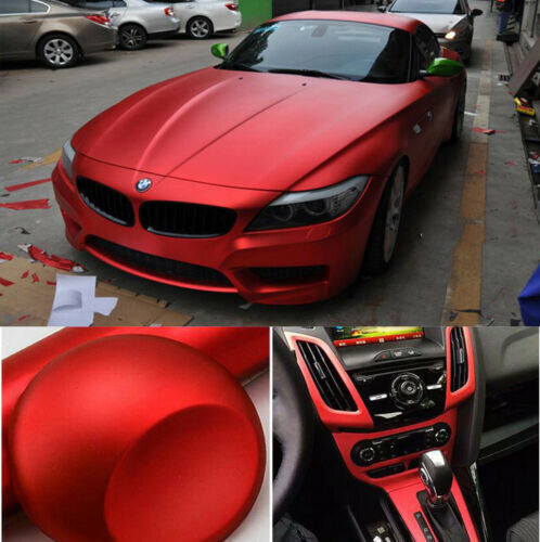 Full Roll 65FT x 5FT Satin Matte Chrome Red Vinyl For Auto Car Wrap ...