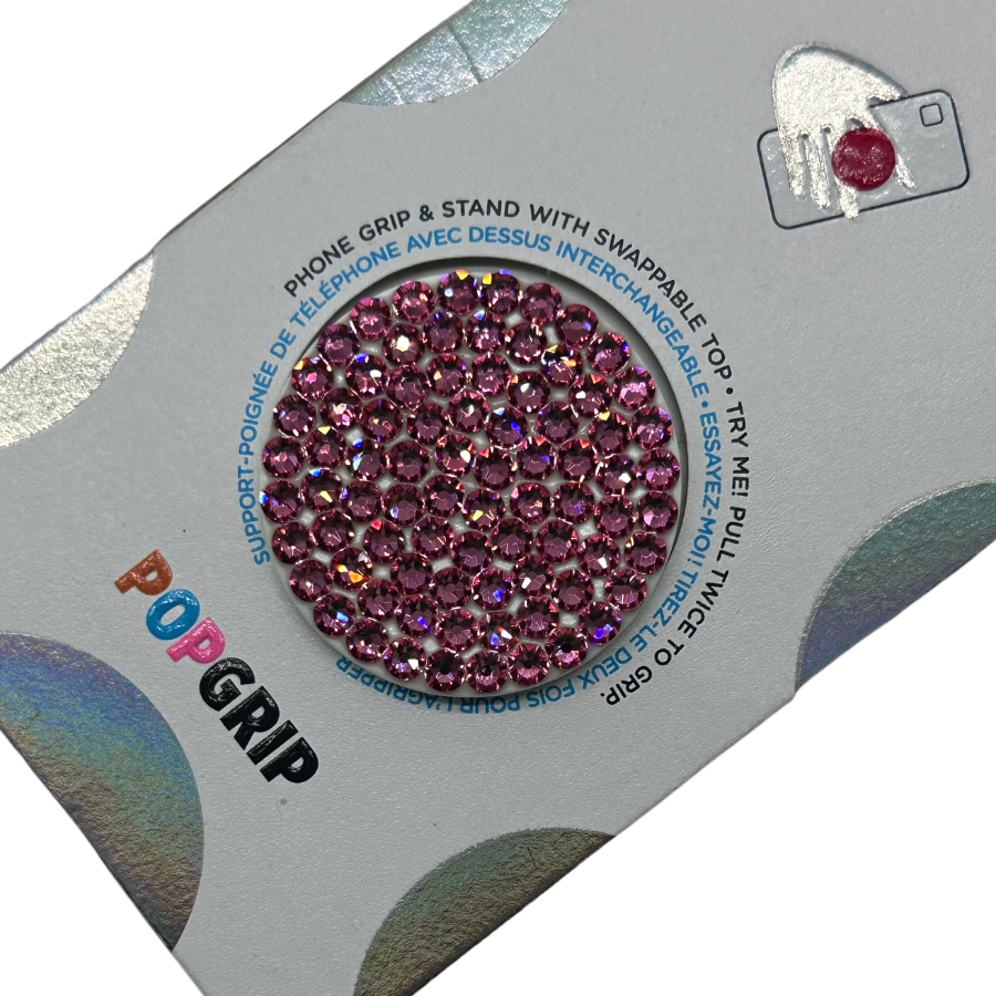 Handmade Bling White Popsocket made with Rose PInk Swarovski Crystals ...