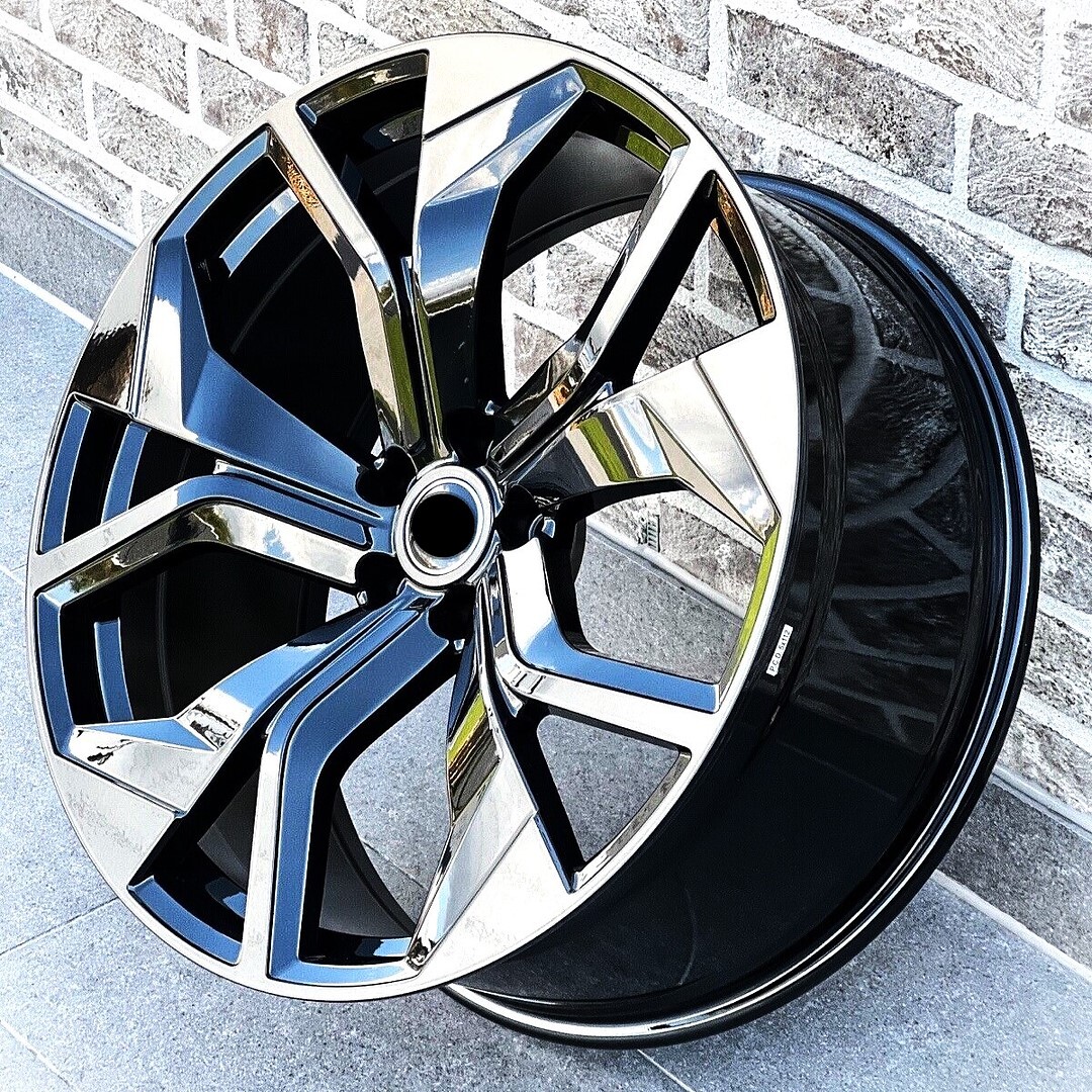 22" RSQ8 STYLE GLOSS BLACK WHEELS RIMS FITS AUDI 5X112 Q5 SQ5 Q7 SQ7 Q8 ...