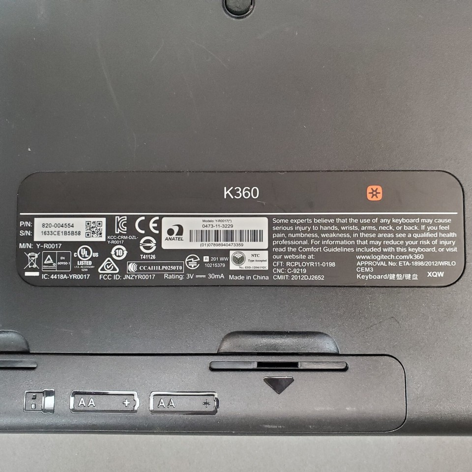 Logitech K360 Wireless Desktop Keyboard with Unifying Receiver / Dongle ...