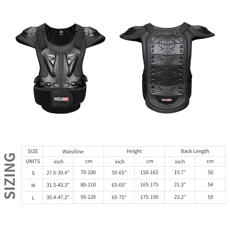 WOSAWE Motorcycle Armor Jacket Chest Protector Off Road Elbow Knee Pads ...