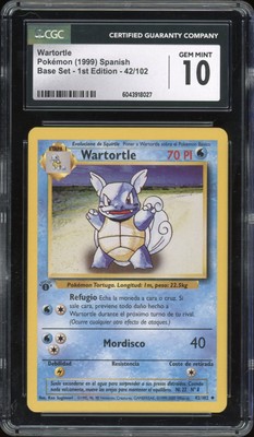 1999 Pokemon SPANISH 1st Edition Base Set Wartortle 42/102 CGC 10 GEM ...