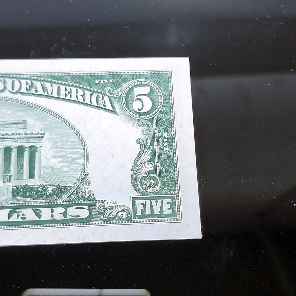 1928-D $5 Red Seal Legal Tender Note G/A Block Lincoln US Currency AU ...