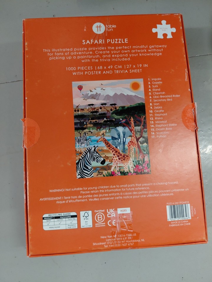 1000 Piece Puzzle Safari Jigsaw trivia questions | eBay UK