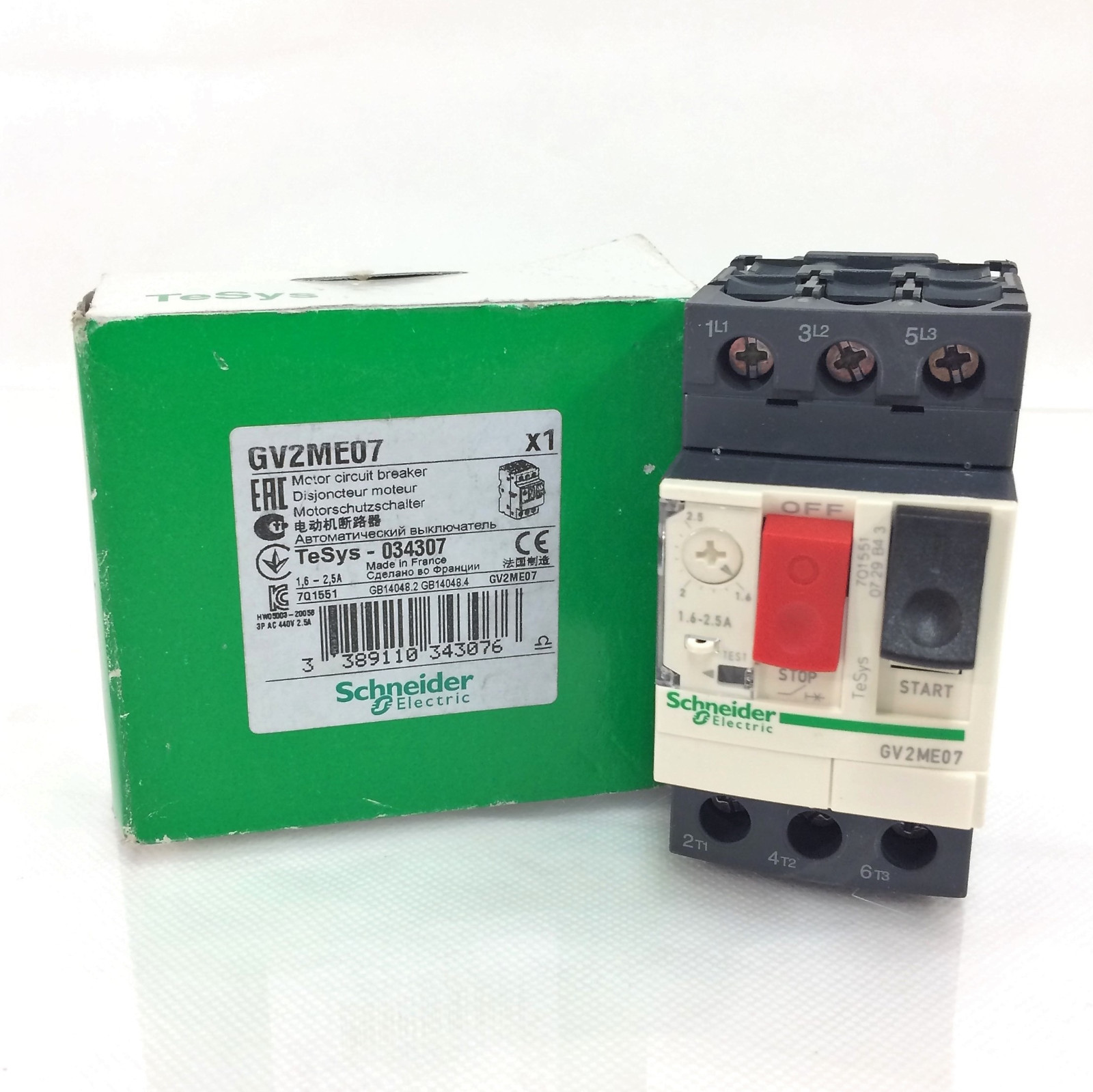Motor circuit Breaker GV2ME07 034307 Schneider 1.6-2.5A GV2-ME07 | eBay