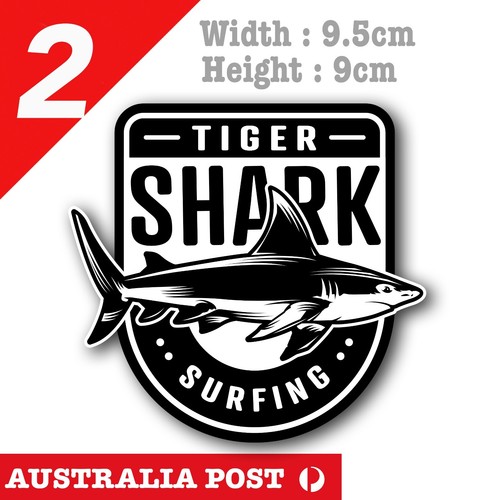 Tiger Shark Surfing Warning Sign Decal Sticker | eBay