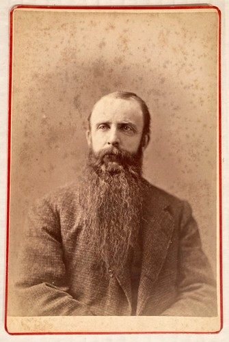 Vintage Cabinet Card Man Long Beard ID Mustache Facial Hair Red Edge ...