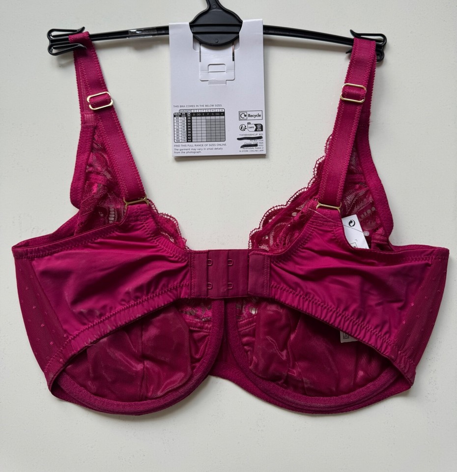 Ladies New Ex M&S Full Cup Lace Trim Bra In 6 Colours Sizes 30G - 46J ...