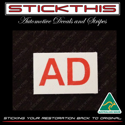 Starter Motor Decal Sticker AD 6cyl - Holden HQ HJ HX HZ Commodore VB ...