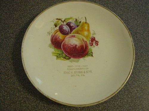 1907 Isaac H Stubbs & Sons Delta PA York County Antique Fruit Plate 7 ...