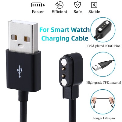 2.6FT Universal Smart Watch Charger 2-Pin Magnetic USB Charging Cable 2 ...