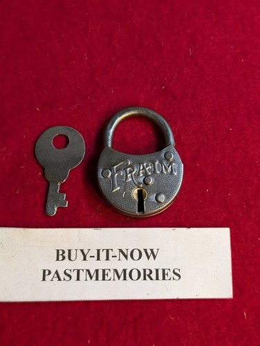 MINIATURE "FRAIM" STEEL PADLOCK w/ KEY, OLD VINTAGE LOCK, ANTIQUE LOCKS ...