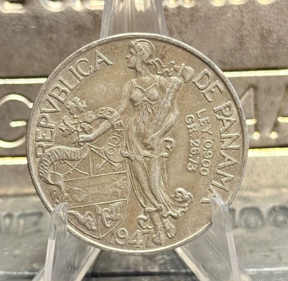 1947 Panama One Balboa Armored Bust Crown Size 90% Silver Coin ~Lot 3 ...