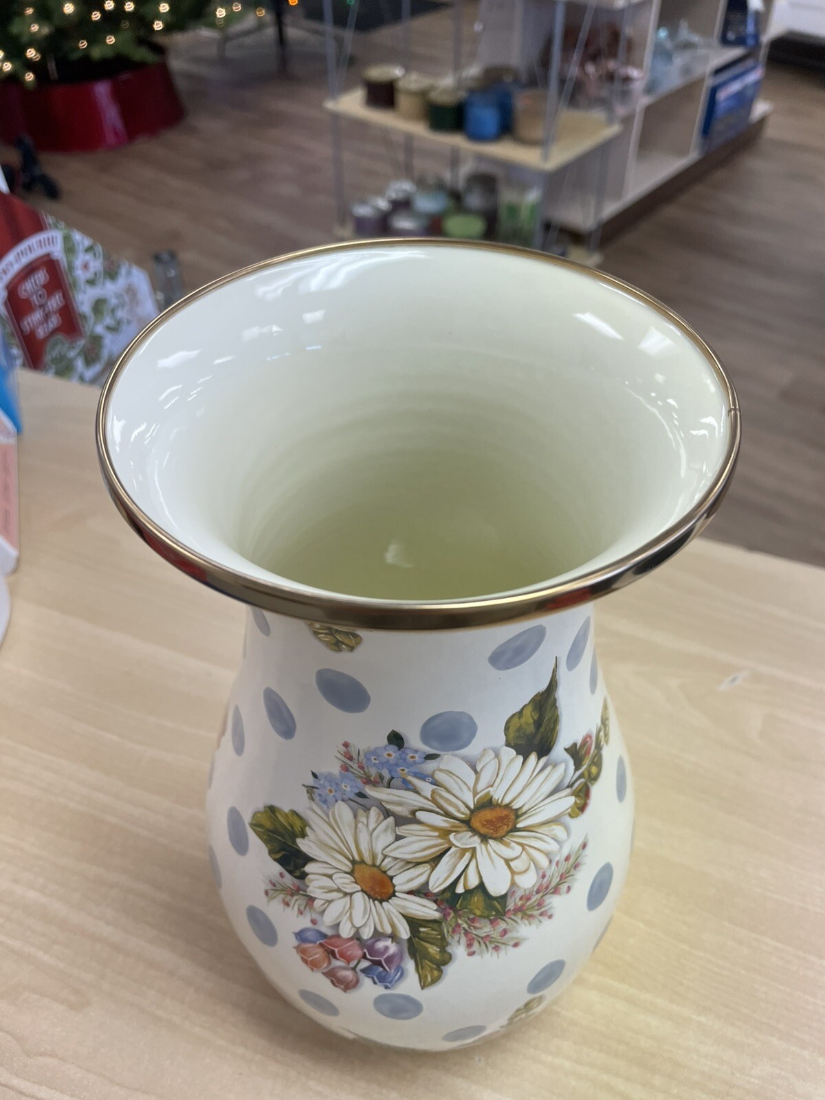 Mackenzie Childs Wildflowers Blue Enamel Vase Tall 10" Enamelware - NWD ...