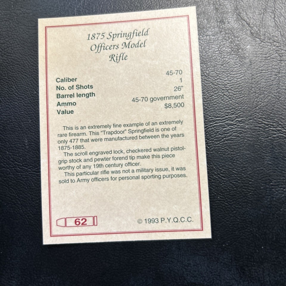 Jb2 Great Guns 1993 #62 Springfield Officers Model Rifle 1875 | eBay