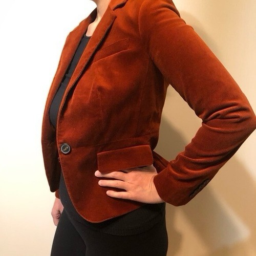 Talbots Jacket Sz S Orange Corduroy ButtonUp LongSleeve Blazer Academia ...