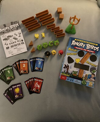 Mattel Games - W2793-Board Game - Angry Birds Knock On Wood Complete ...