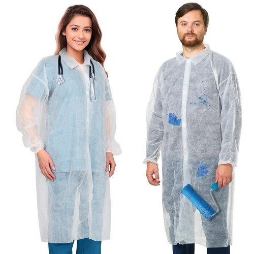 Disposable Lab Coats XX-Large - Pack of 10 White Splash-Proof Plastic ...