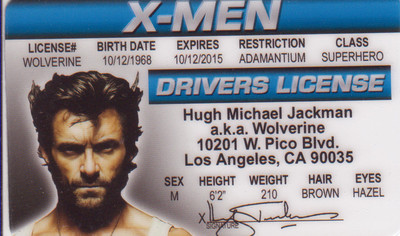 Hugh Jackman X-men Wolverine of Marvel Comics Hulk 181 ID card Drivers ...