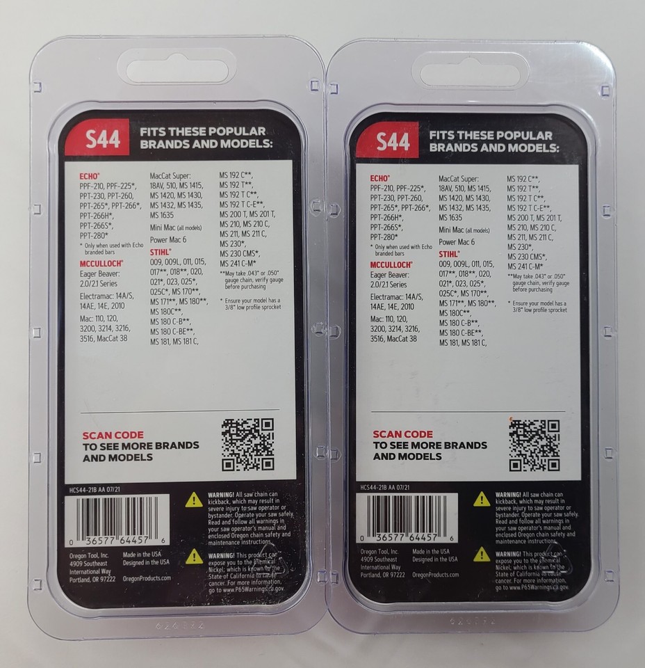 2x Oregon S44 12" Low Kickback Replacement Chainsaw Chain Stihl Echo McCulloch | eBay