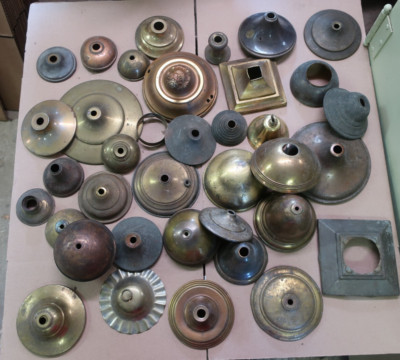 Lot Antique Vtg Lamp Chandelier Lamp Parts Brass Bells Spacers Etc | eBay