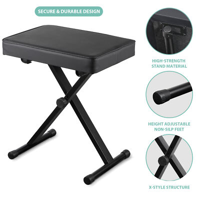 Foldable Piano Bench Keyboard Stool Chair Thickness Padded Seat ...