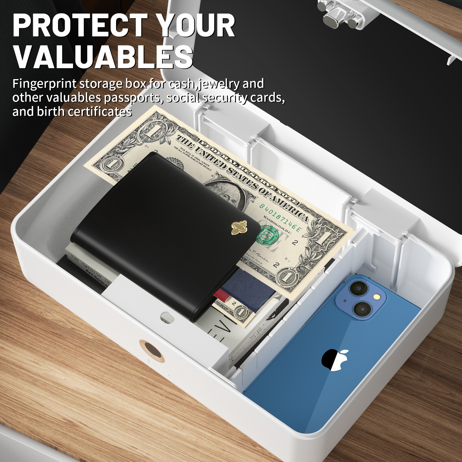 Portable Biometric Fingerprint Safe Storage Safe Box Home Safety Cash ...