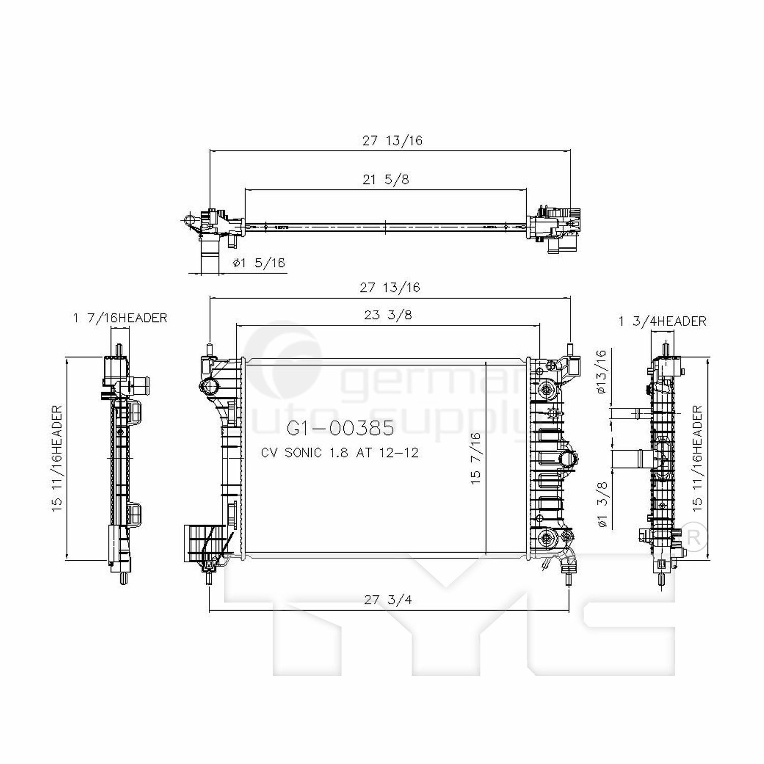 TYC Radiator 13247 95316047 for Chevrolet | eBay