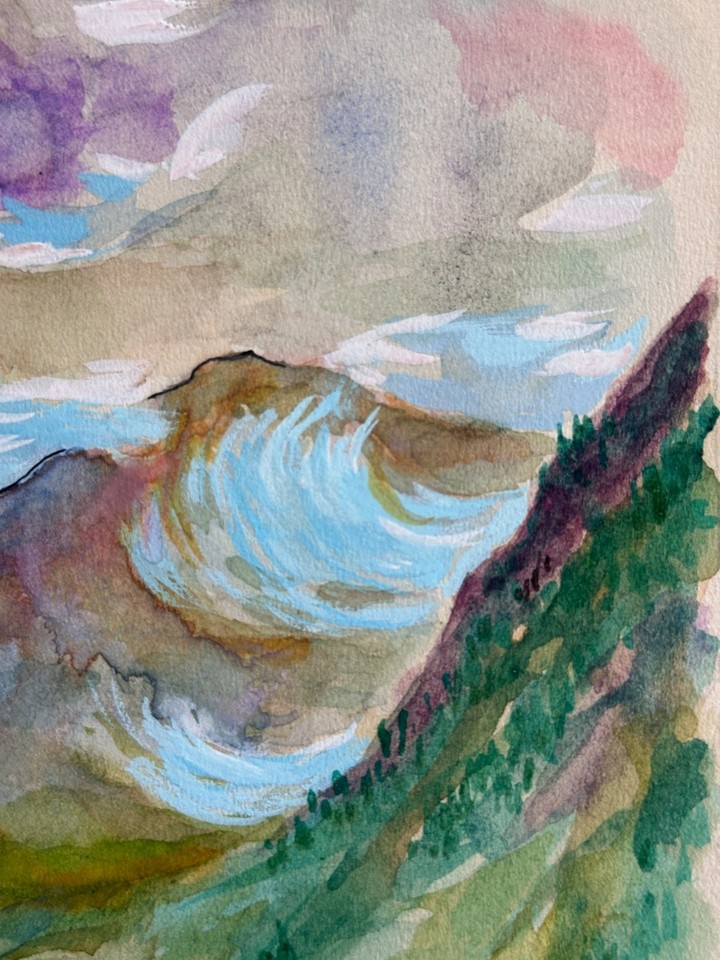 Dessin Ancien jean Terles Paysage Vallée Montagne 1930 aquarelle | eBay