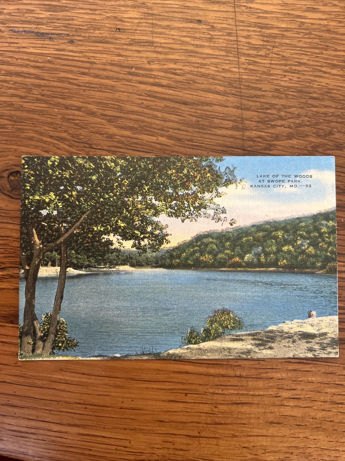 Postcard Lake of the Woods at Swope Park Kansas City Missouri Linen ...