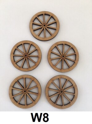 5 X OLD CART WHEELS 50MM LASER CUT WOODEN MDF CRAFT SHAPES WHEEL ...