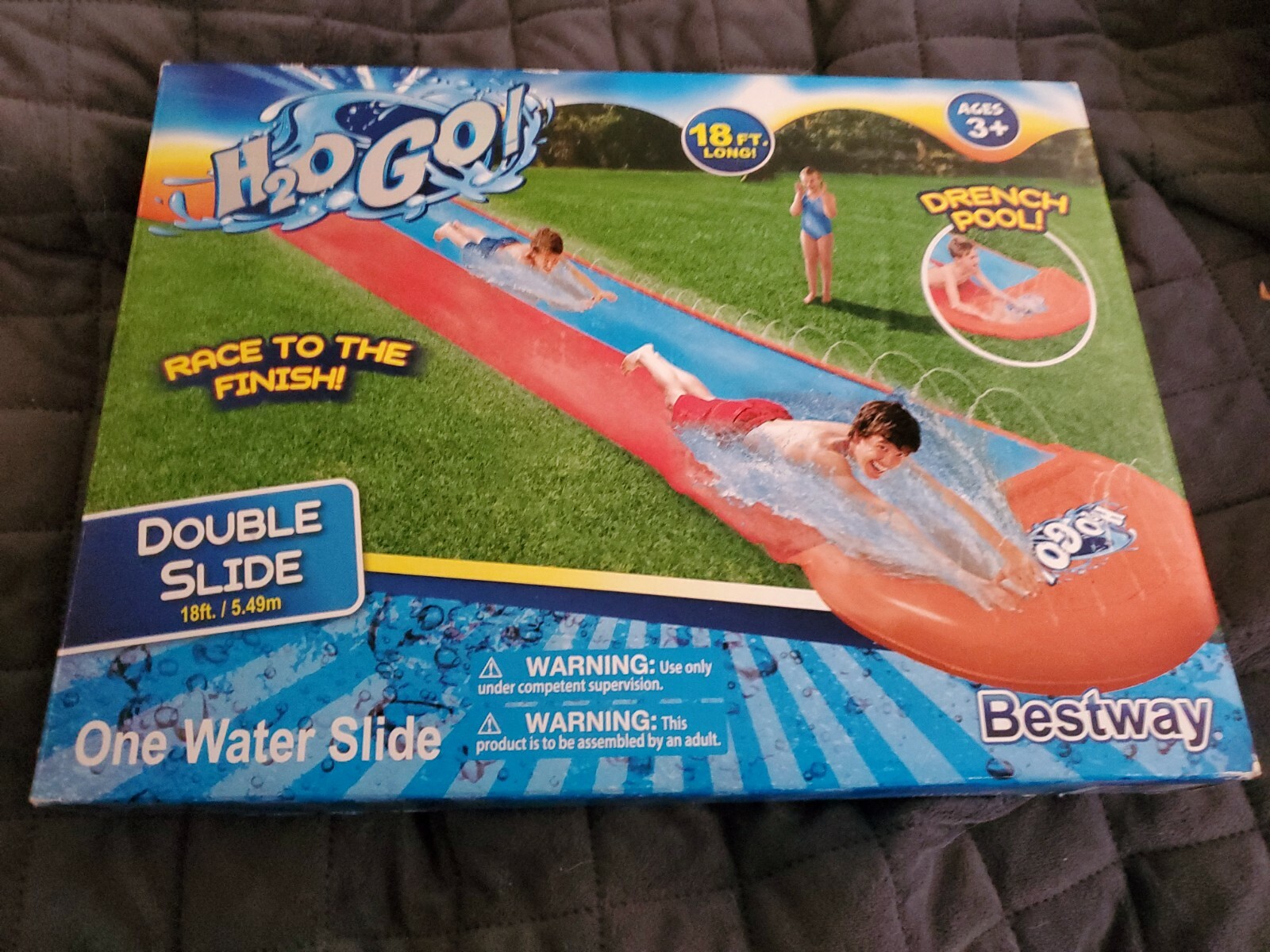 Water Slide H20 GO Inflatable DOUBLE 18f Kids Outdoor Toy w/Drench Pool ...