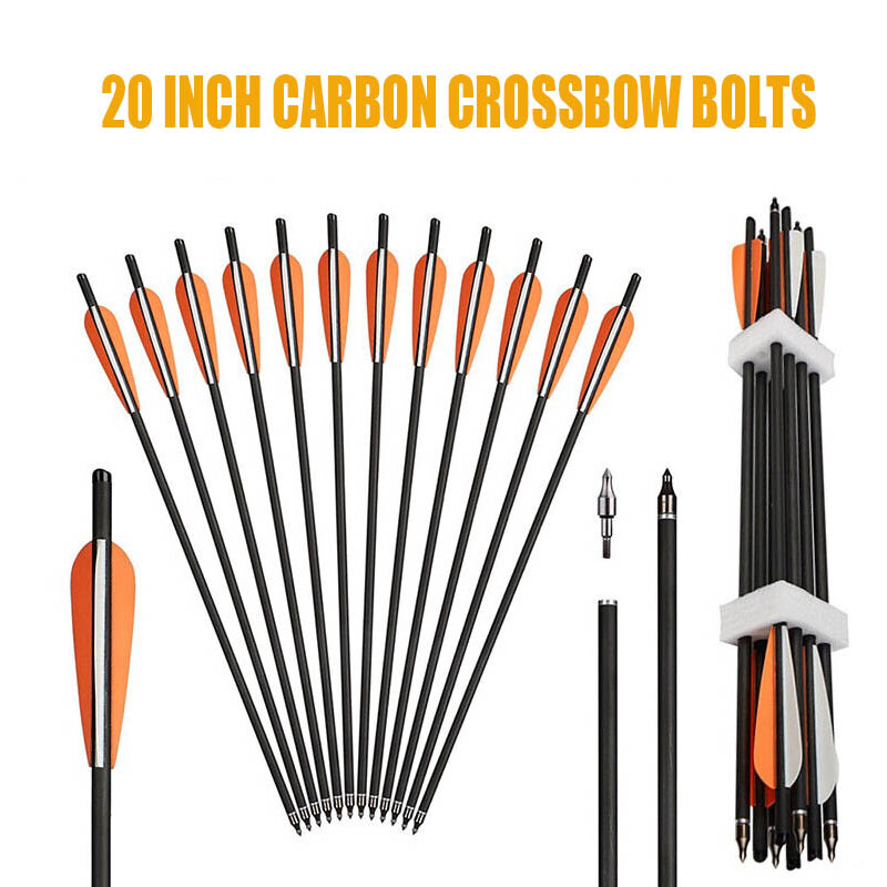 20 inch Crossbow Bolts OD8.8mm Archery Hunting Carbon Arrows with Half ...