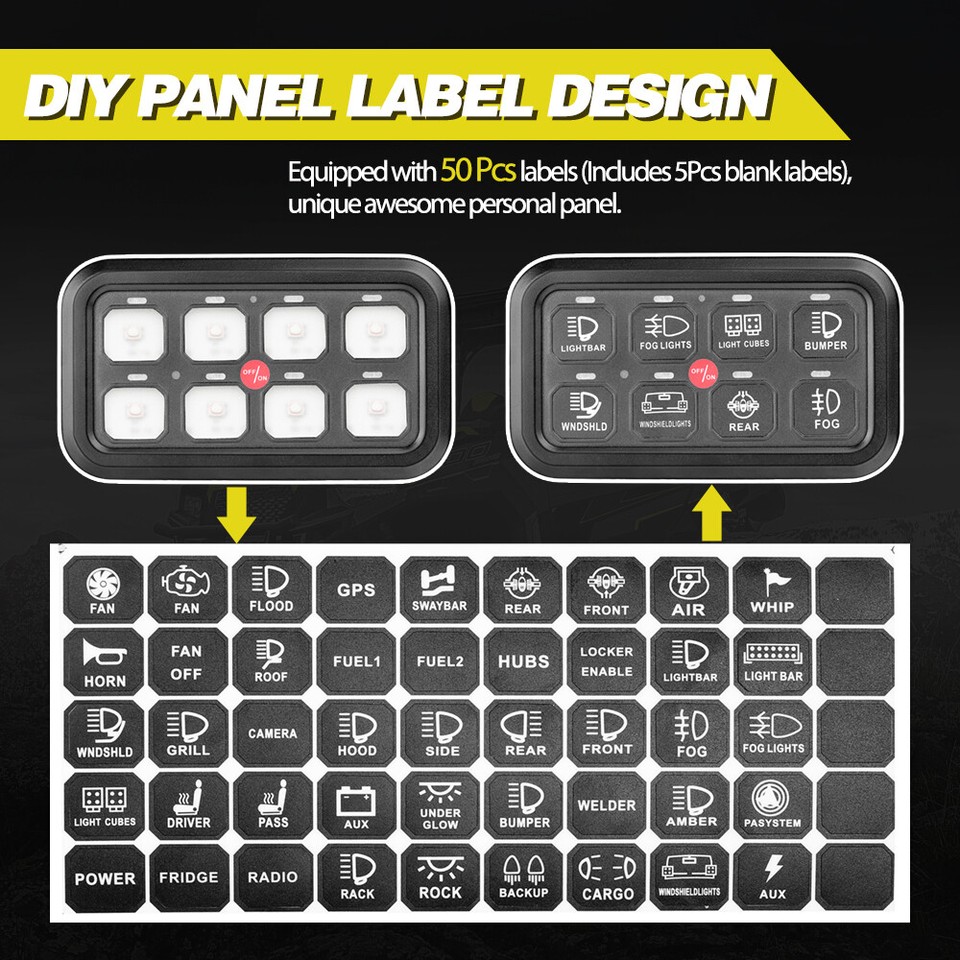 50Pcs Rocker Switch Label Decal Circuit Panel Stickers For Car Marine ...