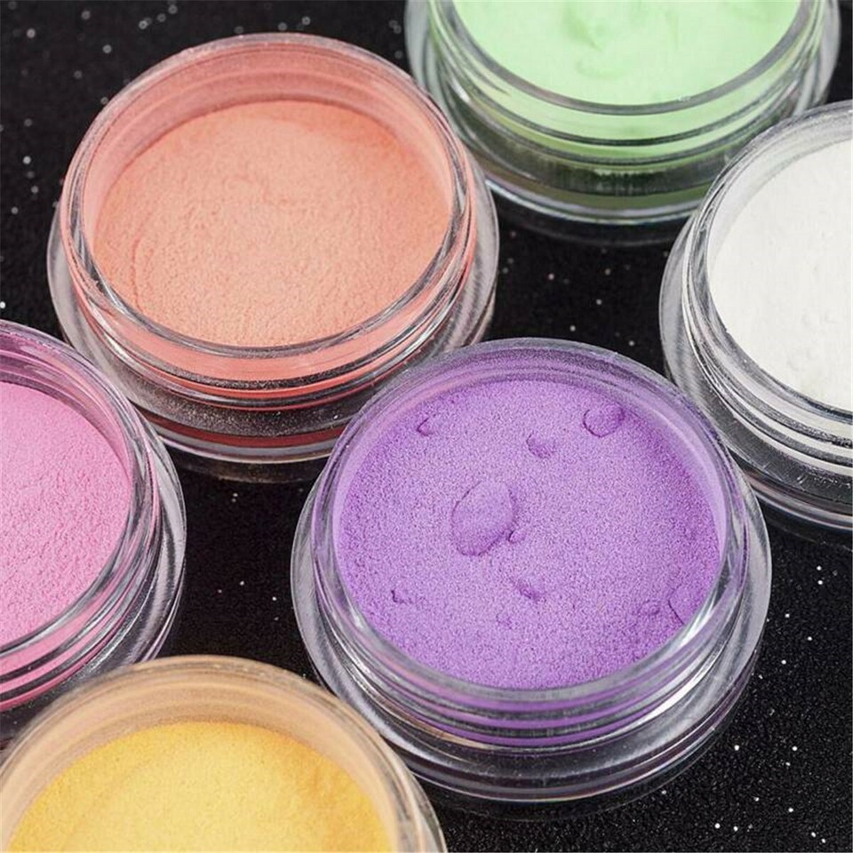 12 Colors Acrylic Luminous Fluorescent Powder Glow In the Dark Nail Art ...