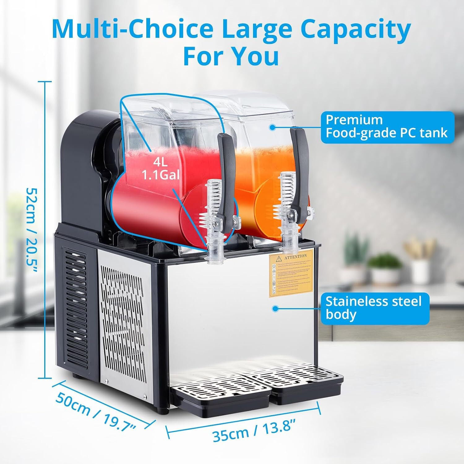 Commercial Slushy Machine Smoothie Maker 4Lx2 Frozen Drink Daiquiri ...