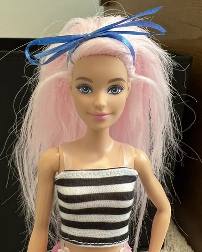 OOAK Cherry Blossom Pink Reroot #213 Fashionista Barbie with Nylon Hair ...