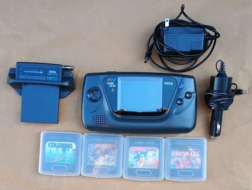 SEGA Game Gear System with TV Tuner, 4 games, chargers and case (For ...