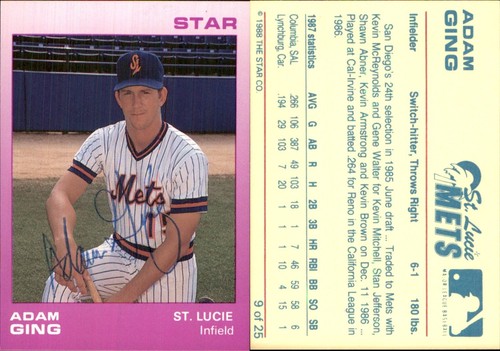 Adam Ging Signed 1988 Star St. Lucie Mets RC Card *Autograph Den* Auto ...