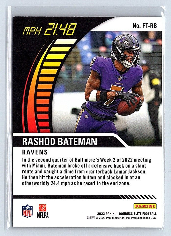 2023 Donruss Elite Full Throttle Rashod Bateman #FT-RB Green Baltimore ...