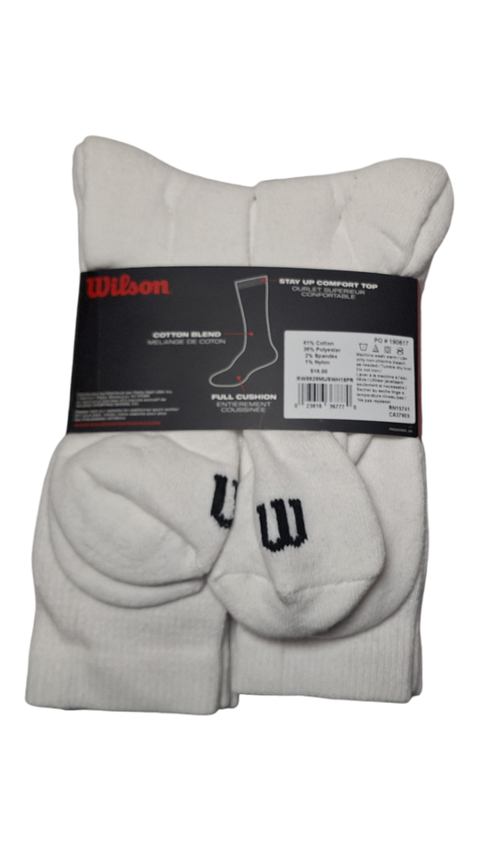 Wilson Men Active Sport Crew Socks 4 PACK (8 PAIRS) WHITE - SIZE 6-12 ...