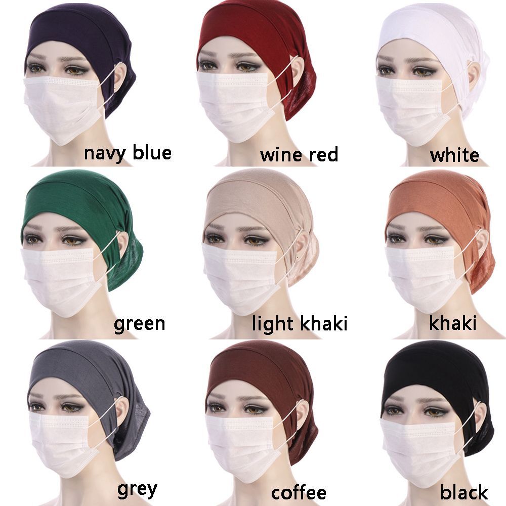 Bandanas Cap Undercap with Ear Hole Hijab Caps Islamic Scarf Hat Women ...
