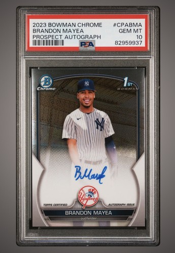 Brandon Mayea 2023 Bowman Chrome 1st Rookie On-Card Auto Yankees PSA 10 ...