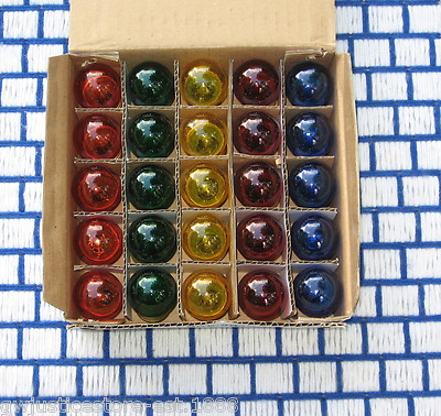 BOX of 25 mixed assorted colors S11 sign 7.5w night LIGHT BULB 7.5S11 ...