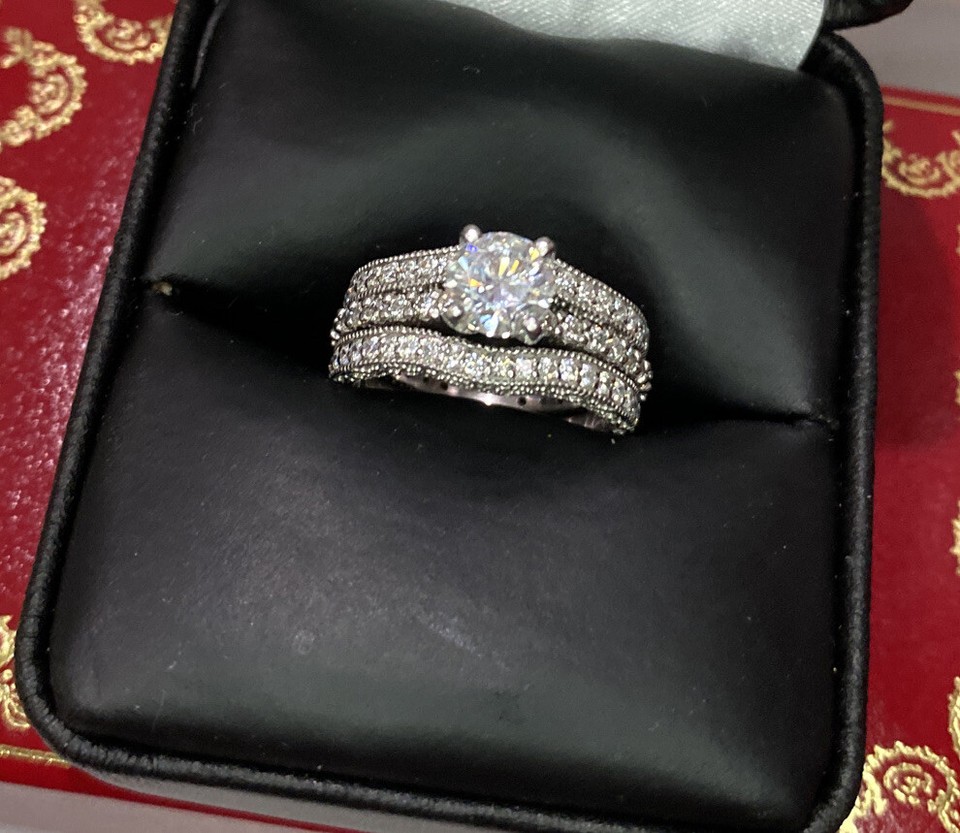 14k White Gold 2 Carat Diamond Wedding Solitaire Eternity Band ...