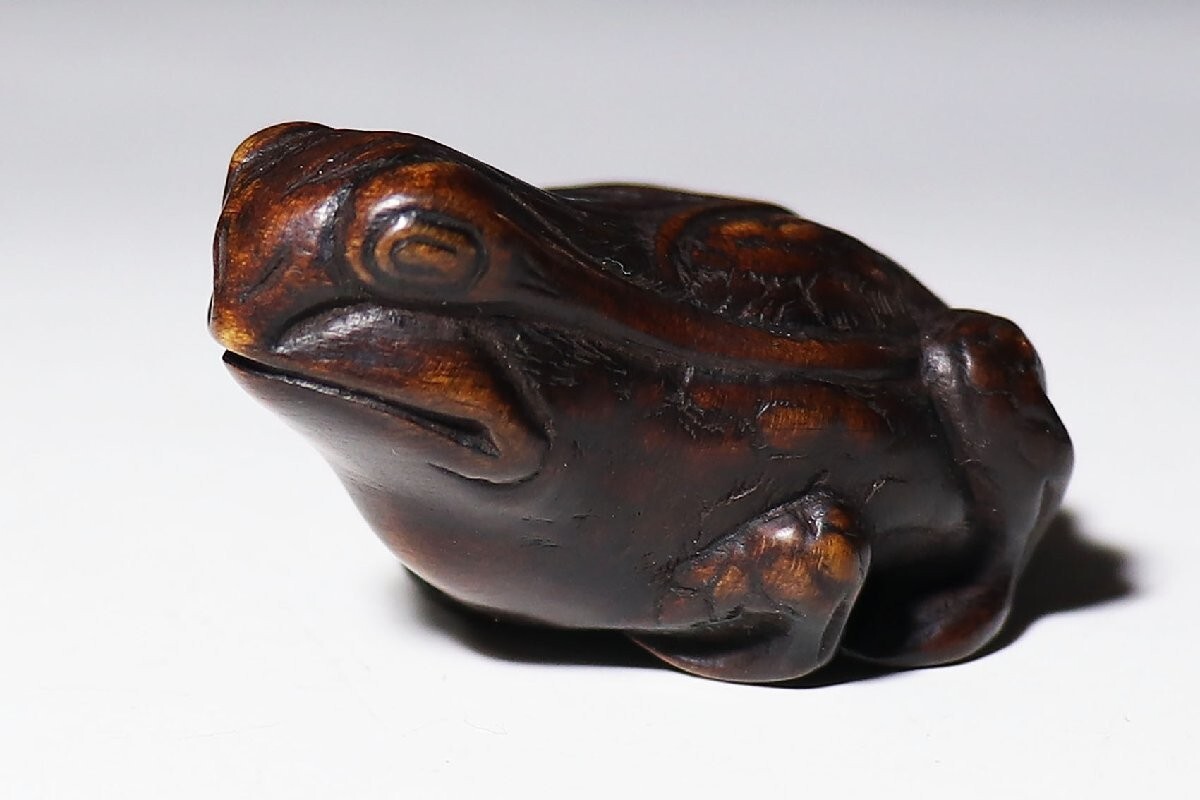 Netsuke Inro Sagemono Edo Period Japanese Antique Wood Carved Rain Frog ...