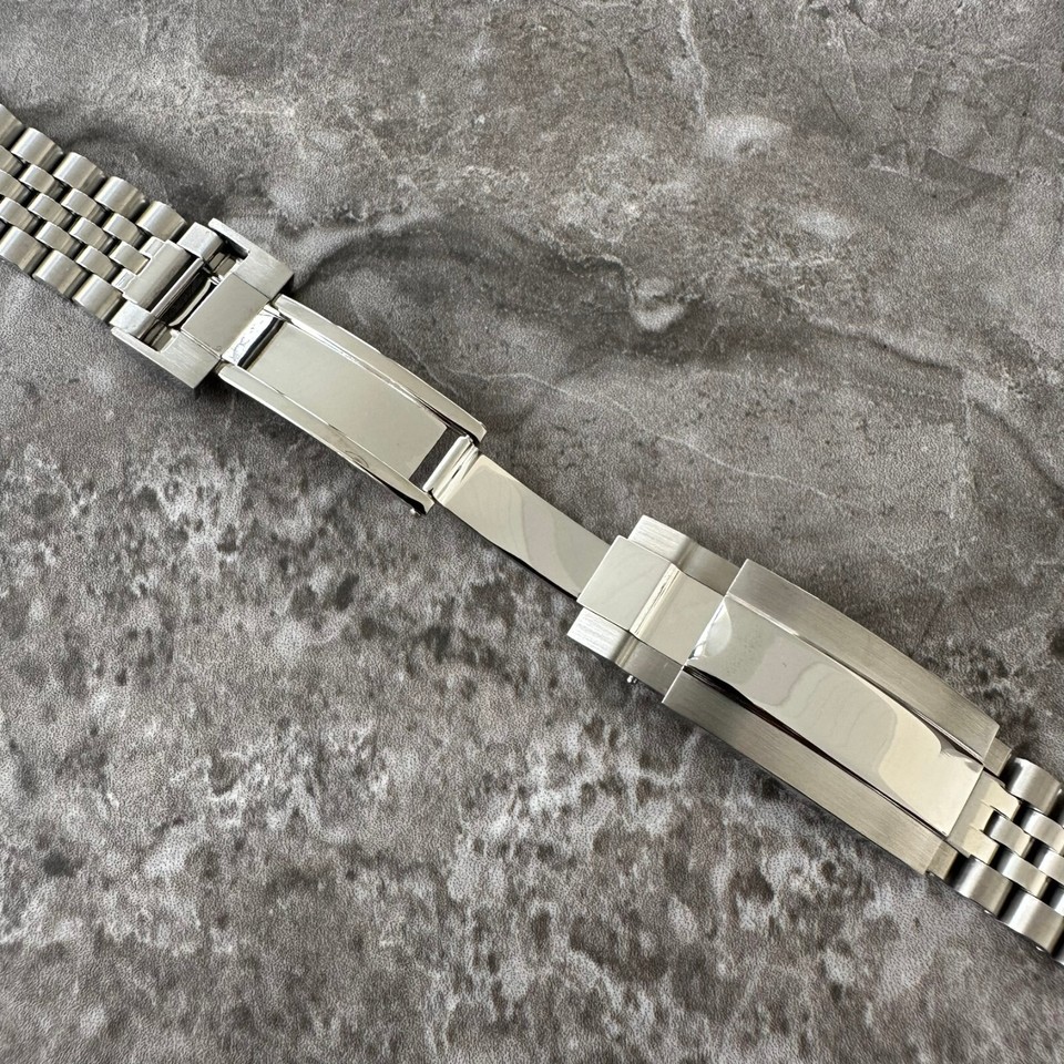 24mm Silver Steel Jubilee Bracelet Glide Lock Watch Strap Band 316L ...