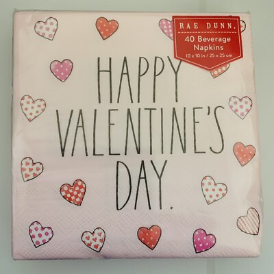 New RAE DUNN Happy Valentine’s Day Pink Paper Beverage Cocktail Napkins ...