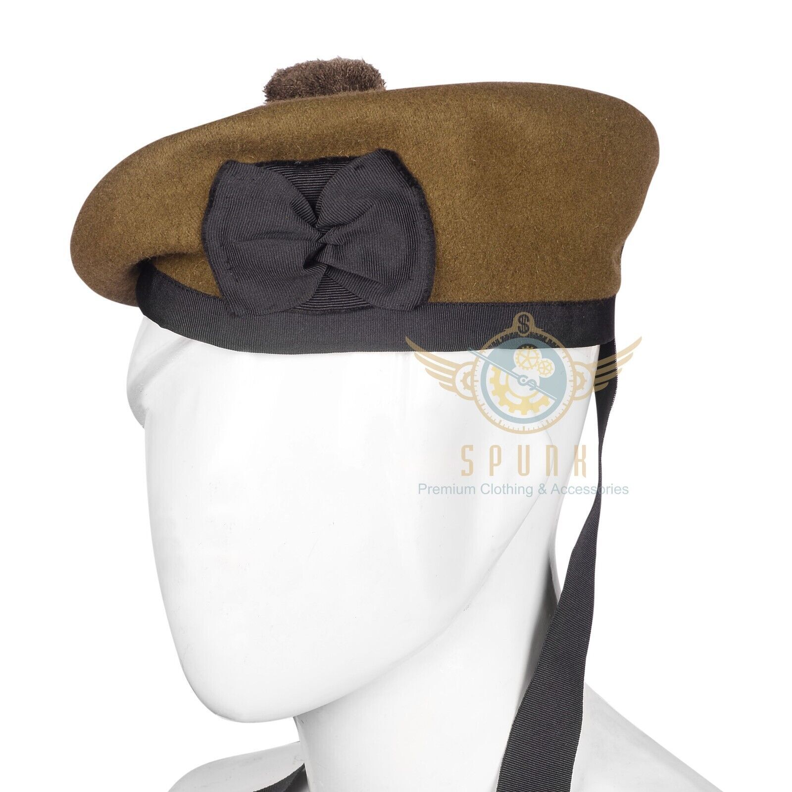 Military Bonnet Beret Balmoral Army Cap Scotts Hat Tan Wool Tam O ...